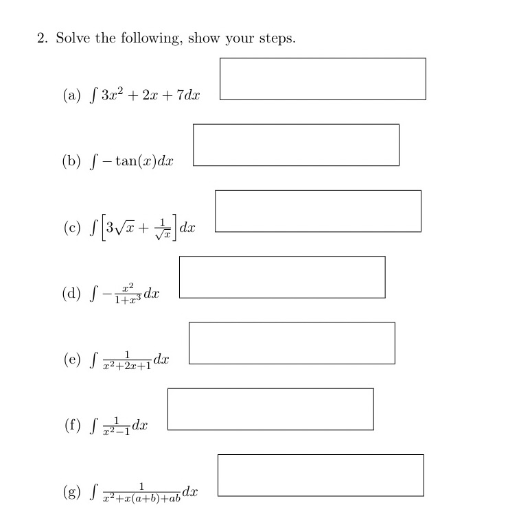 Solved Solve the following, show your steps. Please provide | Chegg.com