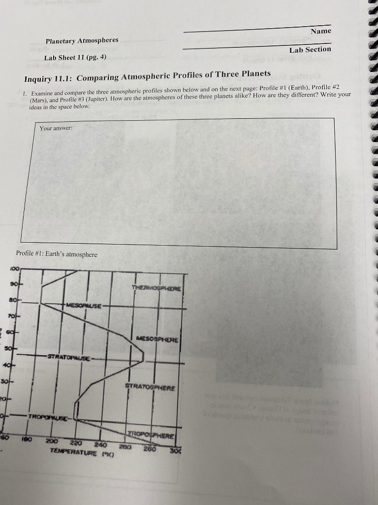 Solved Name Planetary Atmospheres Lab Section Lab Sheet 11 | Chegg.com