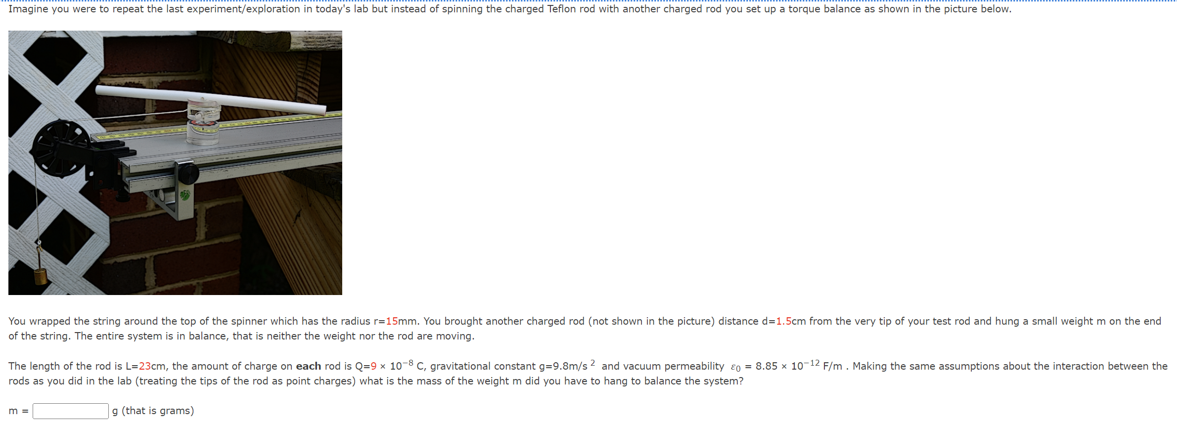 Solved of the string. The entire system is in balance, that | Chegg.com