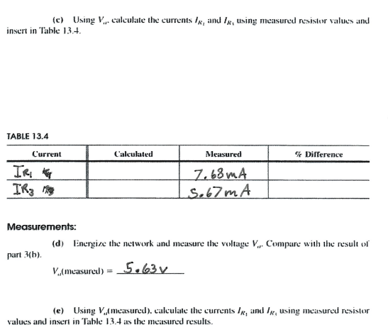 Solved Vu( calculaled )=(c) Using Va. calculate the currents | Chegg.com