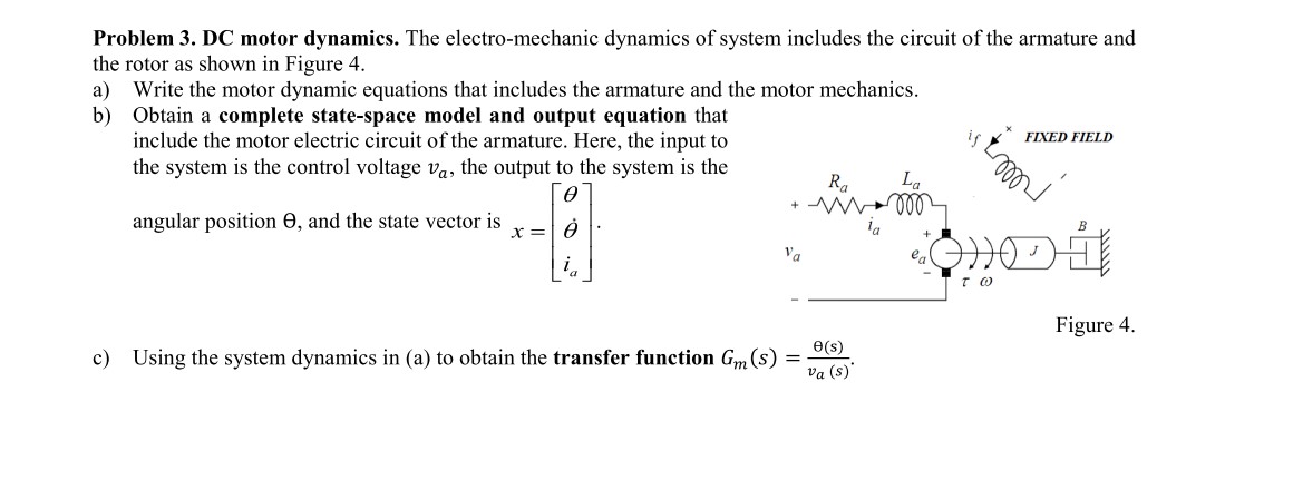 Solved Problem 3. DC motor dynamics. The electro-mechanic | Chegg.com