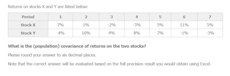 Solved Returns on stocks X and Y are listed below: Period 1 | Chegg.com
