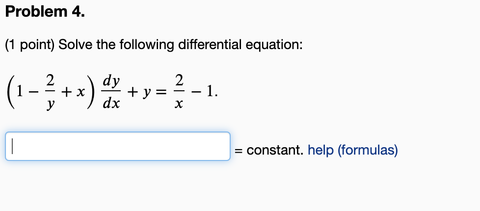 Solved Problem 4. (1 point) Solve the following differential | Chegg.com