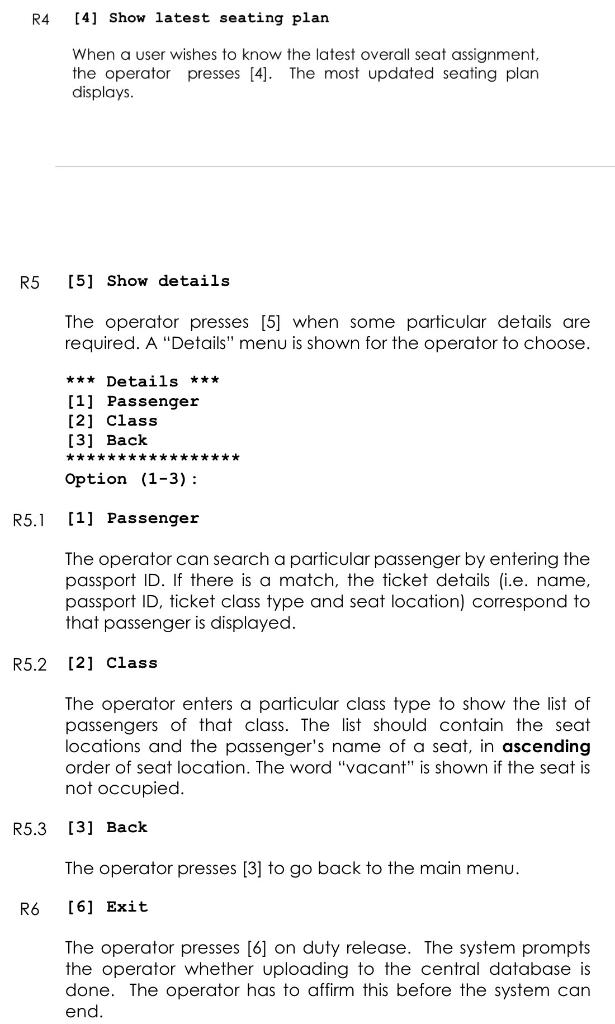 Solved You need to develop an Airplane Seating Assignment | Chegg.com