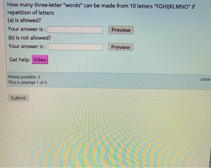 Solved How many three-letter "words" can be made from 10 | Chegg.com