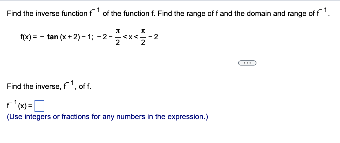 Solved Find The Inverse Function F−1 Of The Function F Find