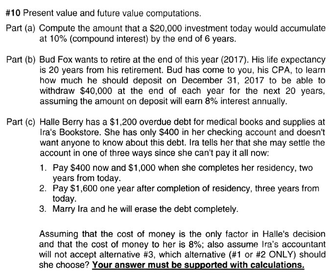 Solved Present value and future value computations. (a) | Chegg.com