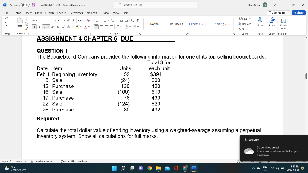 Solved AutoSave o R ASSIGNMENTS(2) - Compatibility Mode | Chegg.com