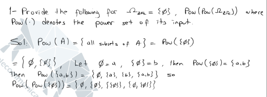 Solved 1 - ﻿Provide the following for Ω2ε2={φ}, ﻿Pow ) | Chegg.com