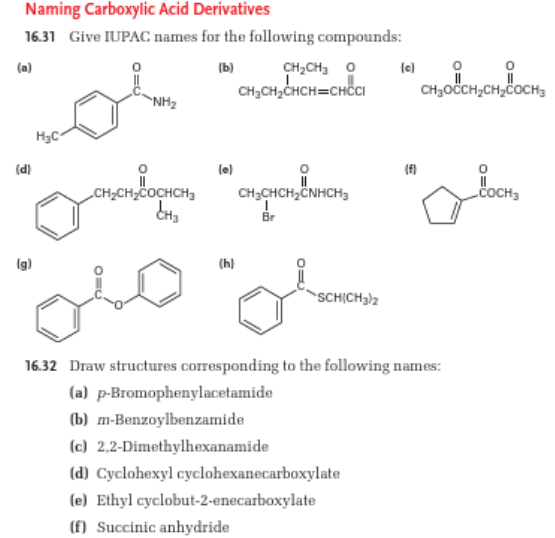 Solved Naming Carboxylic Acid Derivatives 16.31 Give IUPAC | Chegg.com