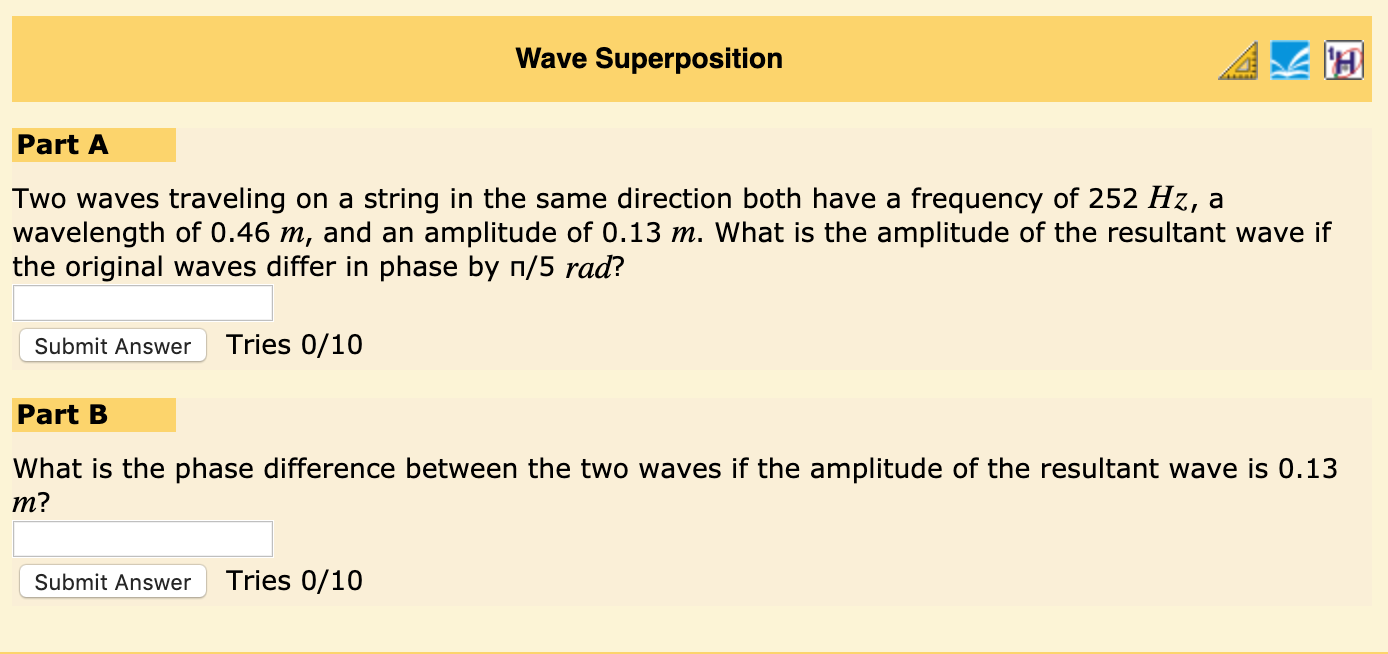 Solved Wave Superposition Part A Two Waves Traveling On A