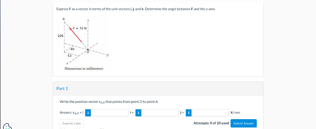 Solved Express F as a vector in terms of the unit vectors | Chegg.com