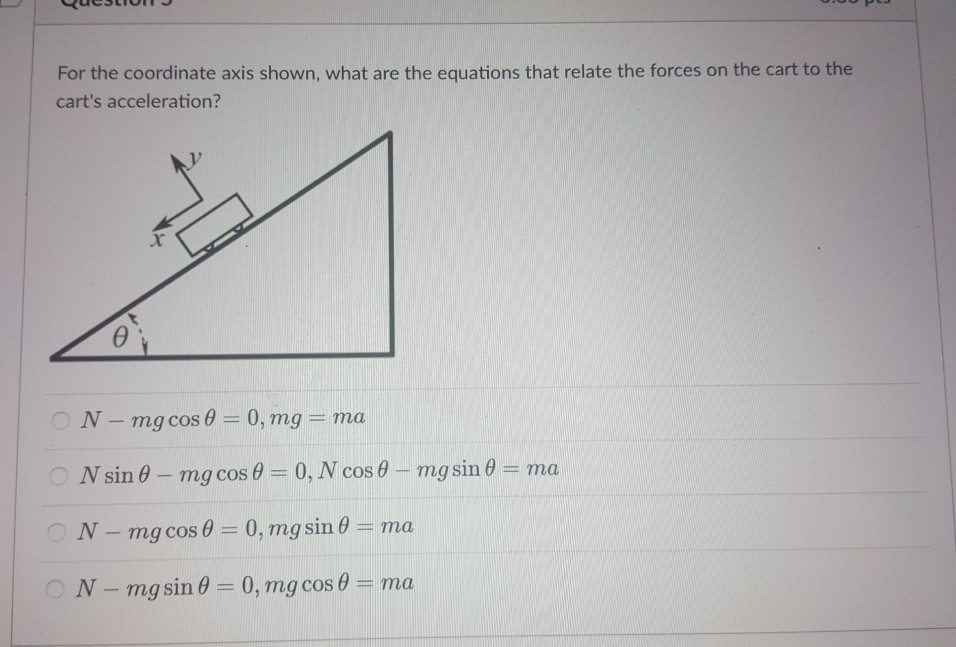 Solved For the coordinate axis shown, what are the equations | Chegg.com