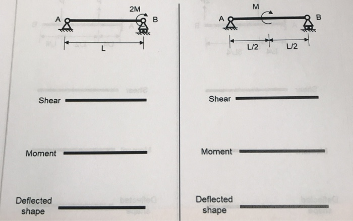 Solved 12. 3L14 Shear Shear Moment Moment Deflected shape | Chegg.com
