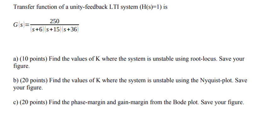 Transfer function of a unity-feedback LTI system | Chegg.com