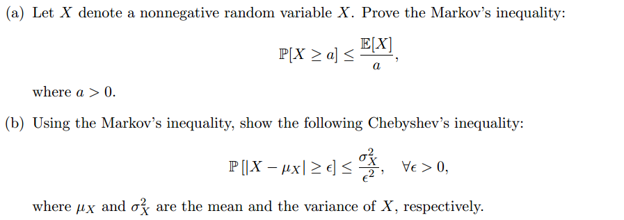 Solved (a) Let X denote a nonnegative random variable X. | Chegg.com