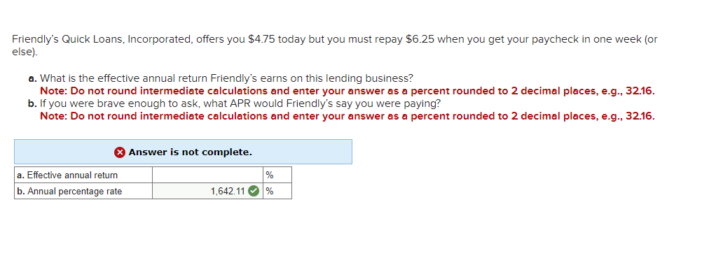 Solved Friendly's Quick Loans, Incorporated, offers you | Chegg.com
