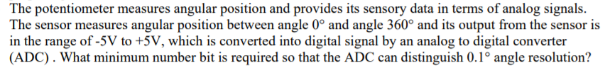 Solved The Potentiometer Measures Angular Position And