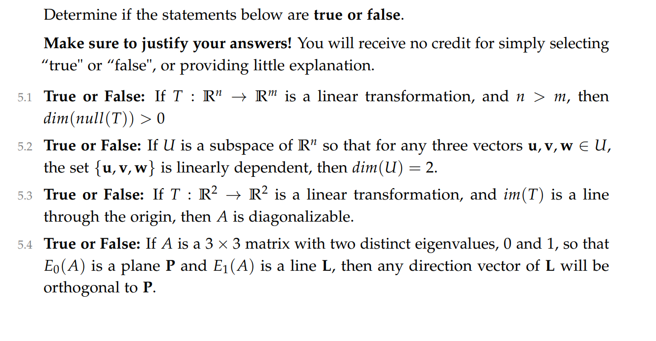 Solved Determine if the statements below are true or false. | Chegg.com