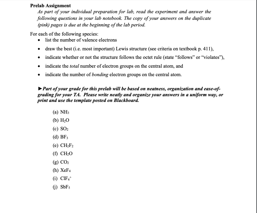 Solved Prelab Assignment As part of your individual | Chegg.com