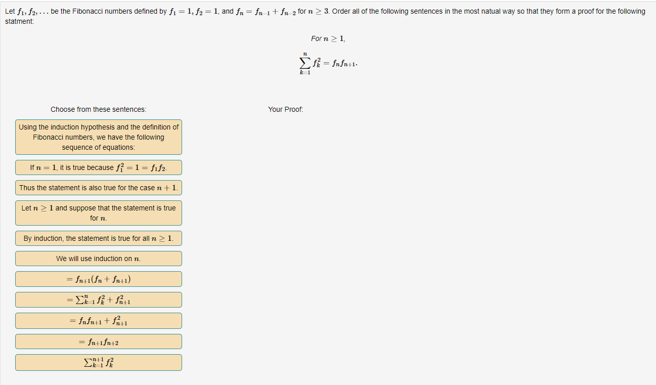 Solved Let fi, f2, ... be the Fibonacci numbers defined by | Chegg.com