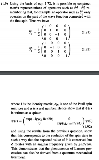 (1.9) Using the basis of eqn 1.72, it is possible to | Chegg.com