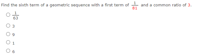 Solved Find the sixth term of a geometric sequence with a | Chegg.com