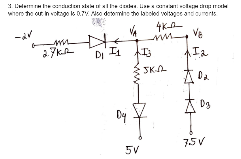 Solved 3. Determine the conduction state of all the diodes. | Chegg.com