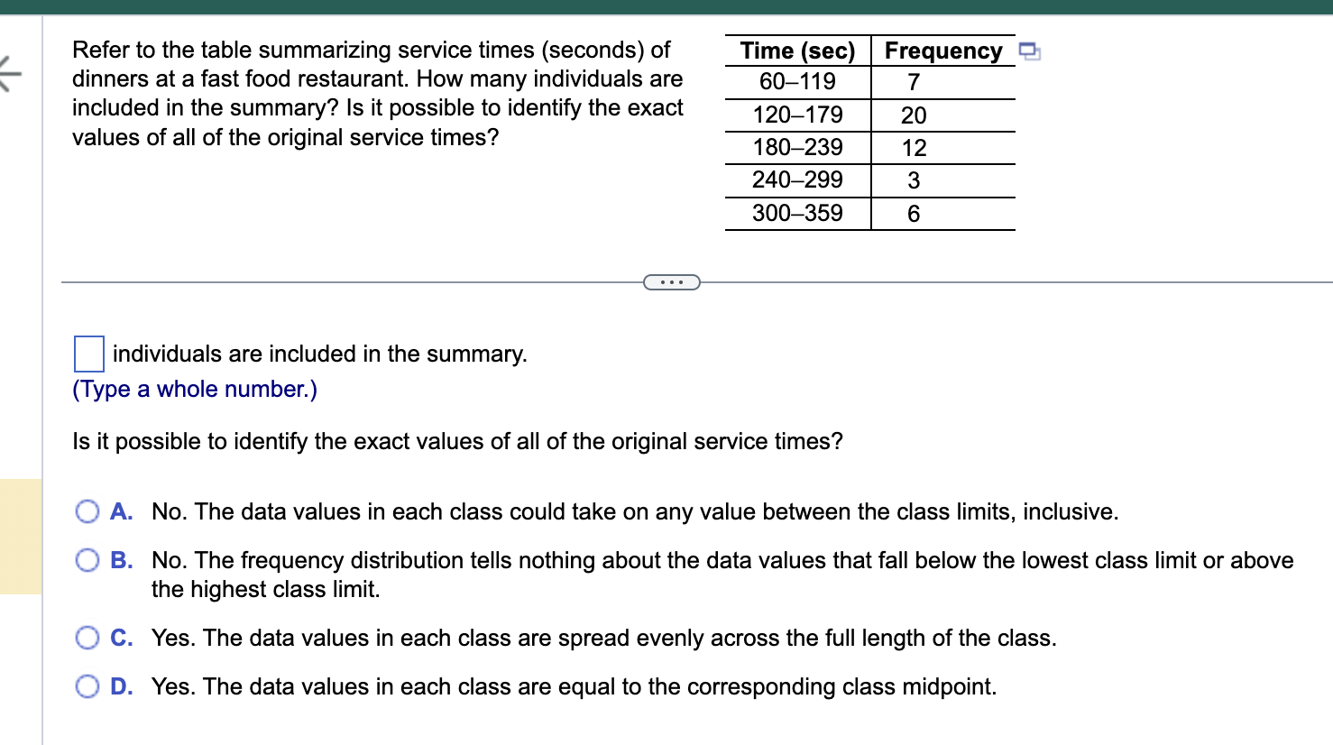 Solved Refer to the table summarizing service times | Chegg.com
