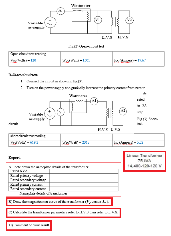 Solved Wattmeter V2 Variable ac-supply L.V.S H.V.S Fig.(2) | Chegg.com
