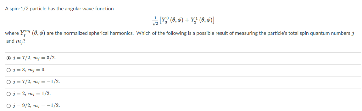 Solved A spin-1/2 particle has the angular wave function zz | Chegg.com