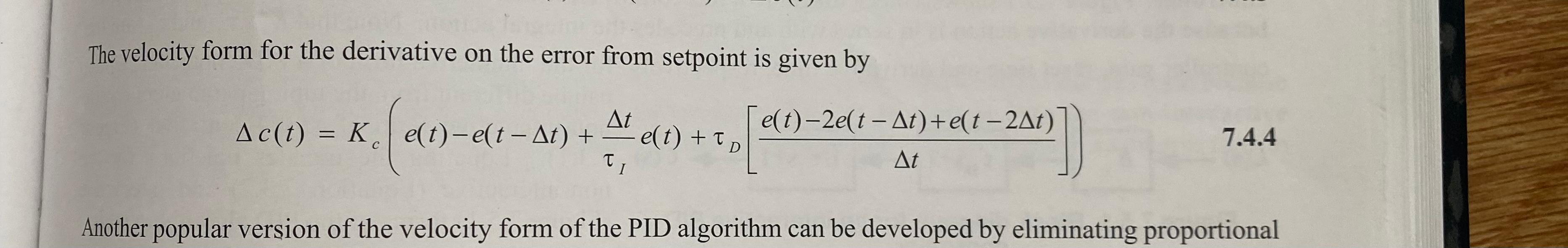 Solved Write the Velocity for of the PID algorithm similar | Chegg.com