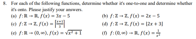 Solved 8. For each of the following functions, determine | Chegg.com