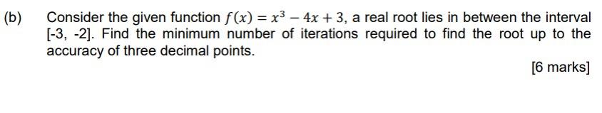 Solved Consider the given function f(x)=x3−4x+3, a real root | Chegg.com