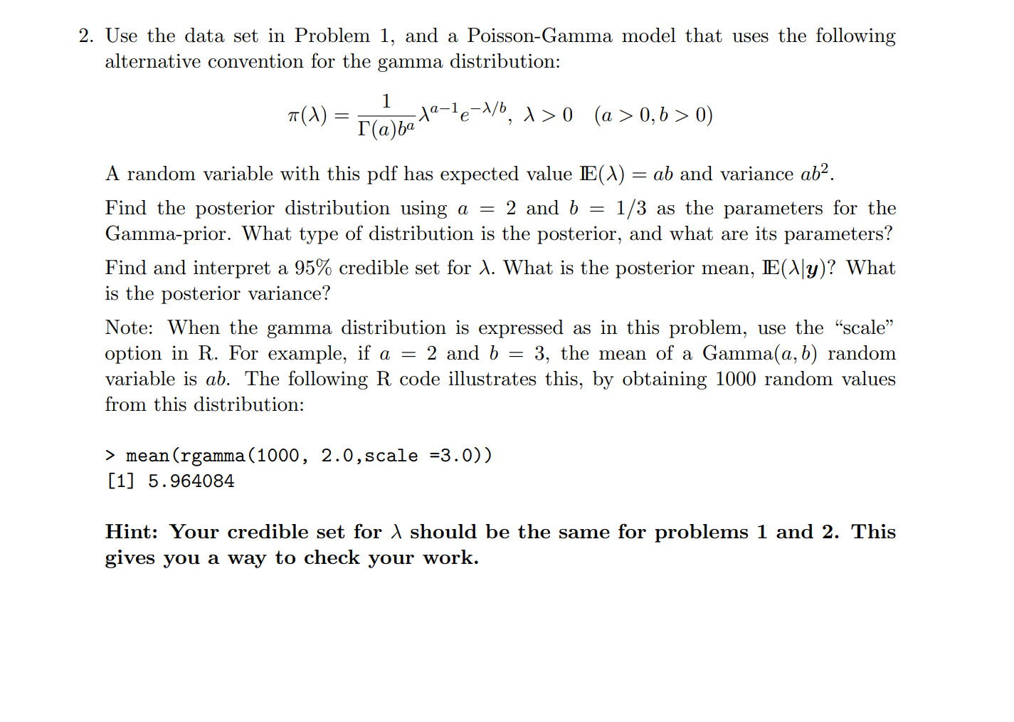 Use the data set in Problem 1, ﻿and a Poisson-Gamma | Chegg.com
