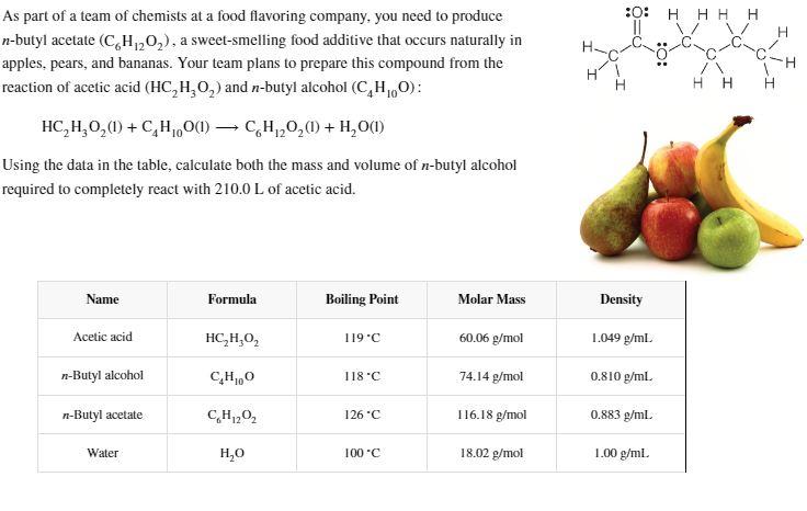 Solved As part of a team of chemists at a food flavoring | Chegg.com