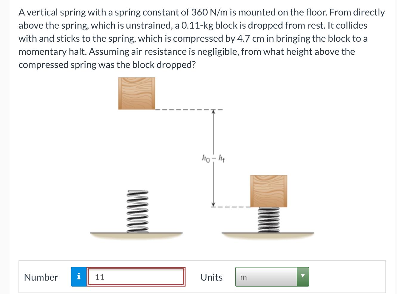 Solved A vertical spring with a spring constant of 360 N/m | Chegg.com