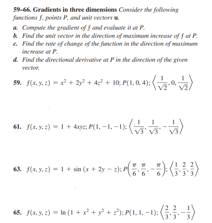 Solved 59–66. Gradients in three dimensions Consider the | Chegg.com