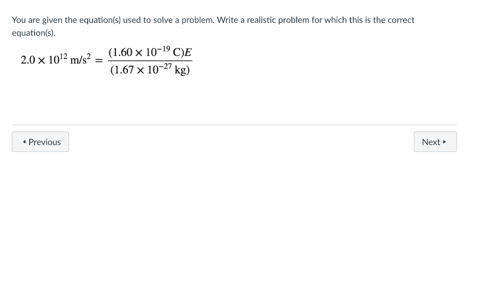 Solved You are given the equation(s) used to solve a | Chegg.com