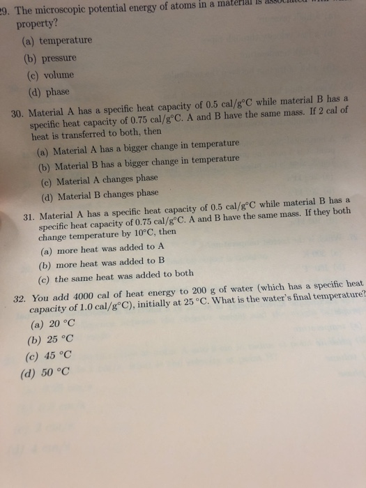 Solved 9. The microscopic potential energy of atoms in a | Chegg.com