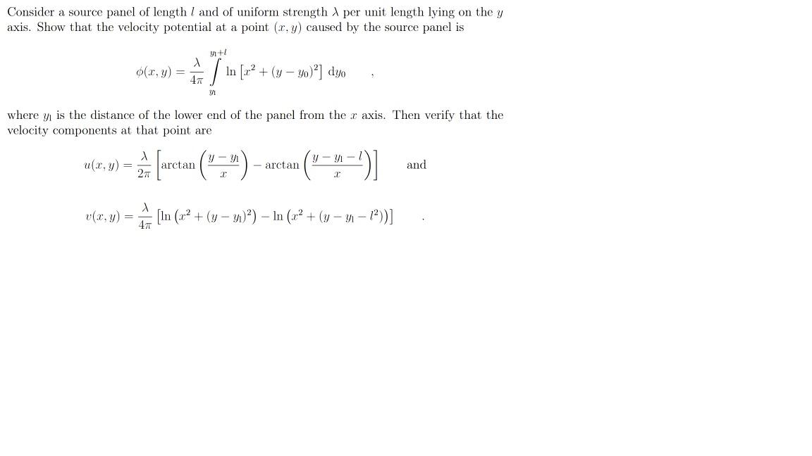 Solved Consider a source panel of length l and of uniform | Chegg.com