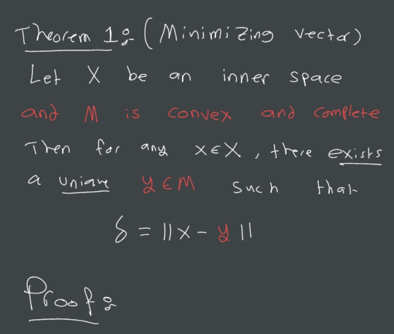 Solved Theorem 1:-(Minimizing vecter) Let X be an inner | Chegg.com