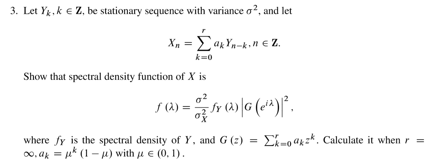3. Let Yk, k e Z, be stationary sequence with | Chegg.com