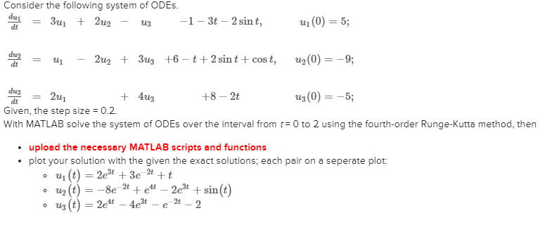 Solved Consider the following system of ODES. 3u1 + 2u2 -1- | Chegg.com