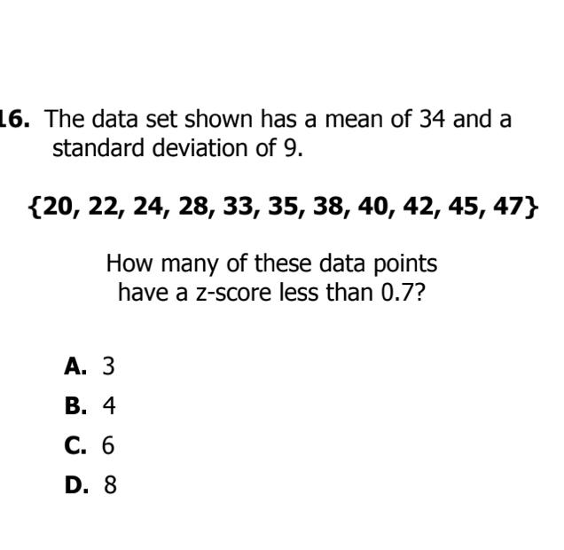 Solved 16. The data set shown has a mean of 34 and a | Chegg.com
