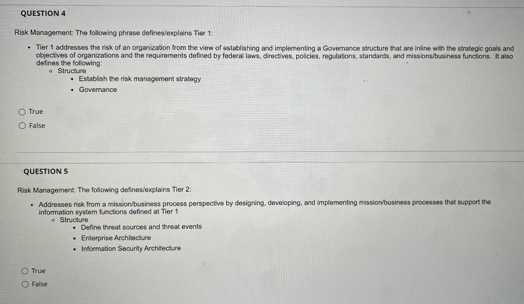 Solved QUESTION 4 Risk Management: The following phrase | Chegg.com
