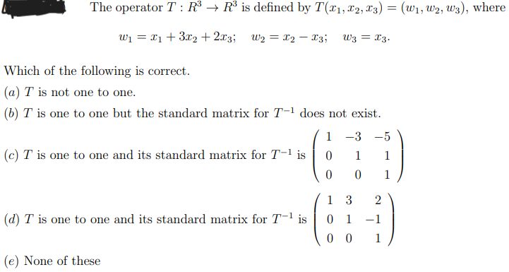 Solved The operator T:R3→R3 is defined by | Chegg.com