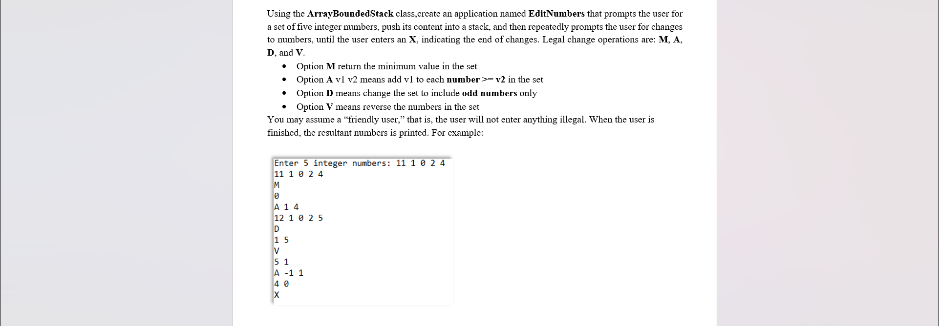 Solved Using the ArrayBoundedStack class, create an | Chegg.com