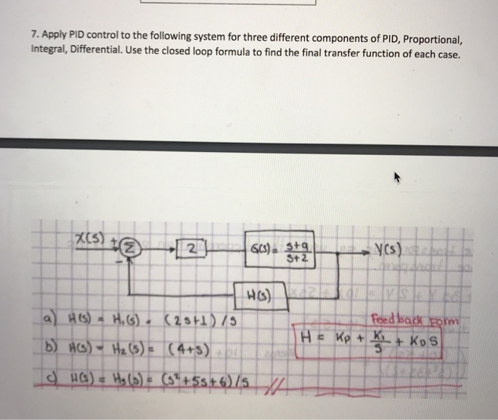 Solved 7. Apply PID control to the following system for | Chegg.com