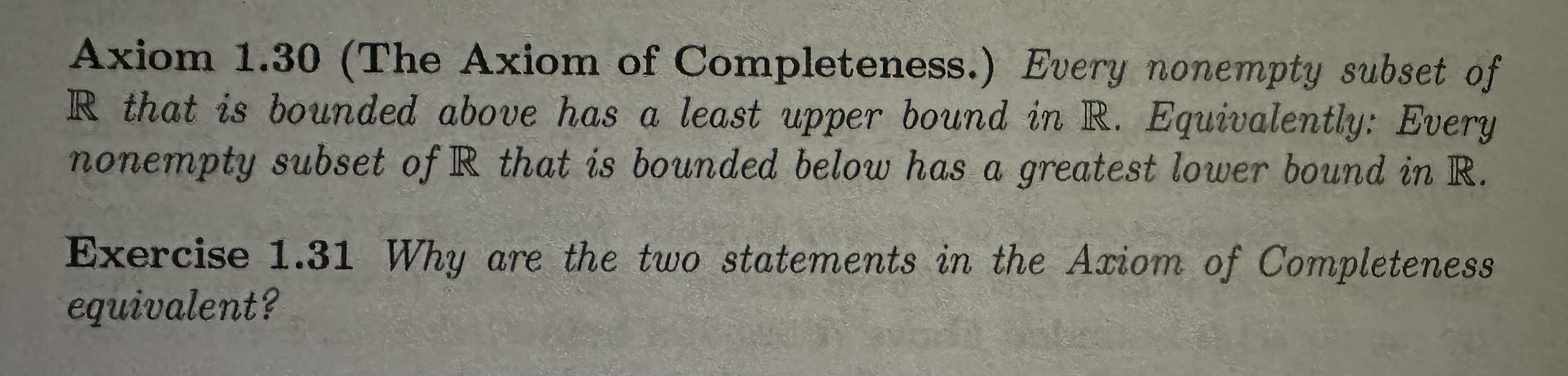Axiom 1.30 (The Axiom of Completeness.) Every | Chegg.com